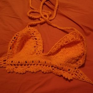 Tops | Cute Knit Crop Top Peach Orange Color | Poshmark